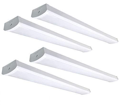 (Pack of 4) LED Shop Light 4FT, 40W 4800LM 6000K Super Bright White, Linkable LED Light Bar for Room, Garage, Corded Electric with Built-in ON/Off Switch, Frosted Cover