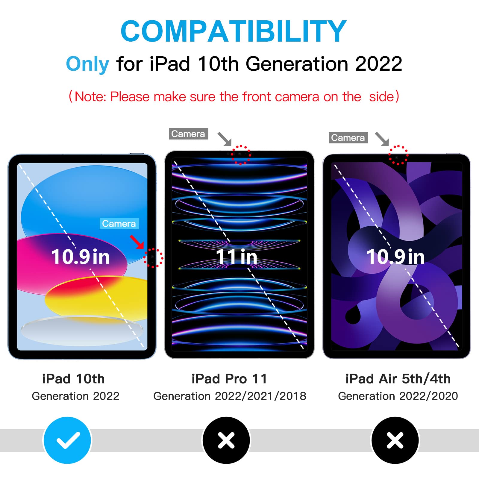 [2 Pack] Benazcap Screen Protector for iPad 10th Generation 10.9 Inch 2022 with Easy Installation Kit, Full Coverage Case Friendly, Bubble Free for iPad 10th Generation 10.9" [Auto Alignment Kit]