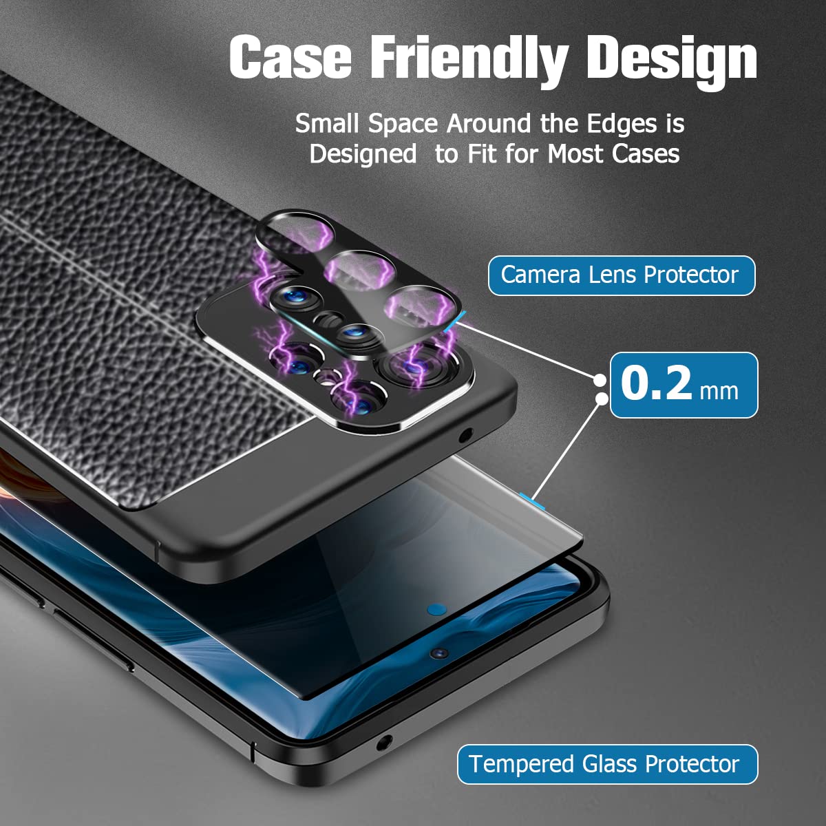 [1+2 Pack] Galaxy S23 Ultra Privacy Screen Protector with Glass Camera Lens Protector, 3D Curved, Scratch Resistant, Bubble-Free, Anti-Spy Tempered Glass for Samsung Galaxy S23 Ultra 5G 6.8 Inch