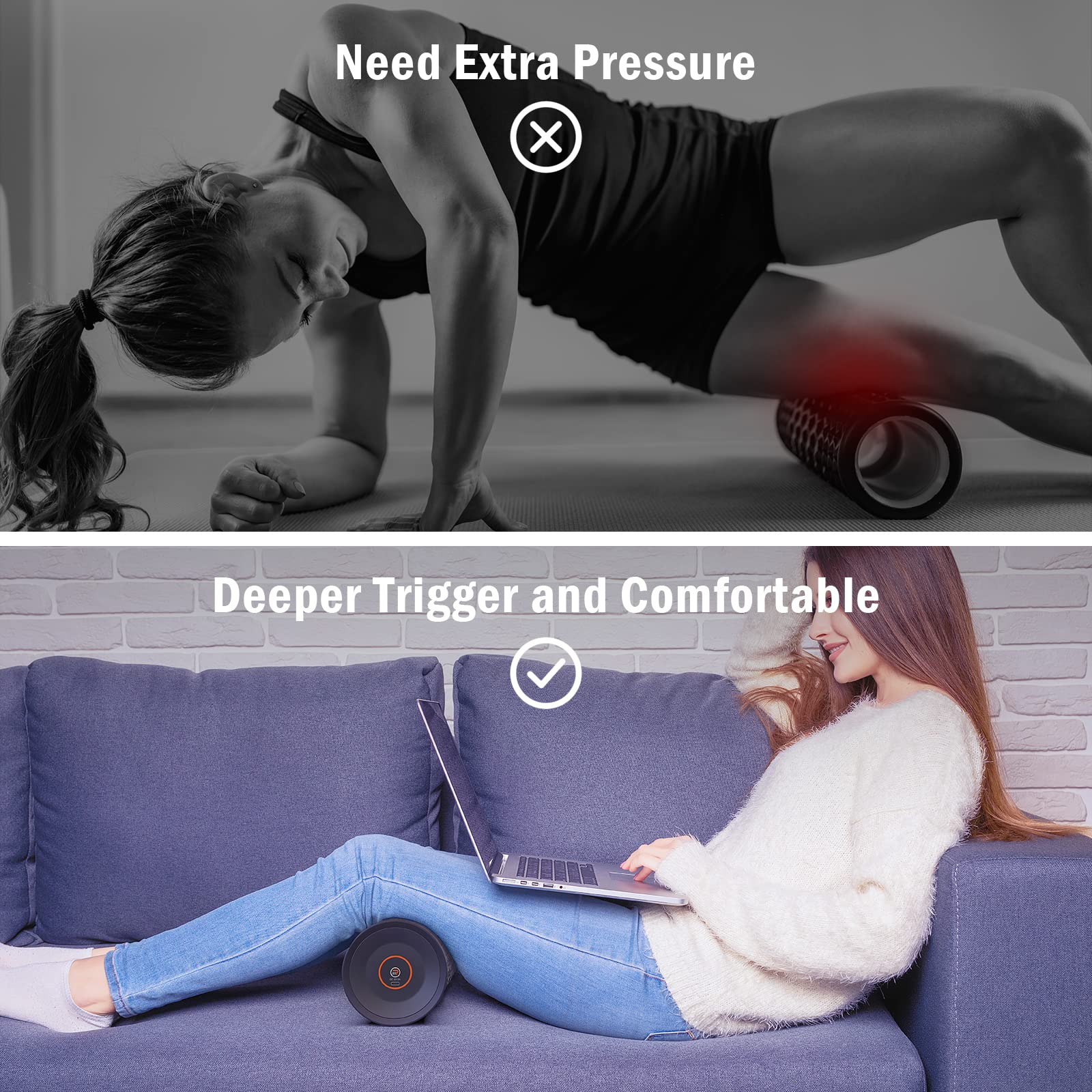(New Version) MEPOWER Foam Roller, High-Intensity Vibrating Muscle Roller for Back, Fitness Deep Tissue Trigger for Physical Therapy, Leg Massager, Hand Massager, Relieve Back Muscle Pain