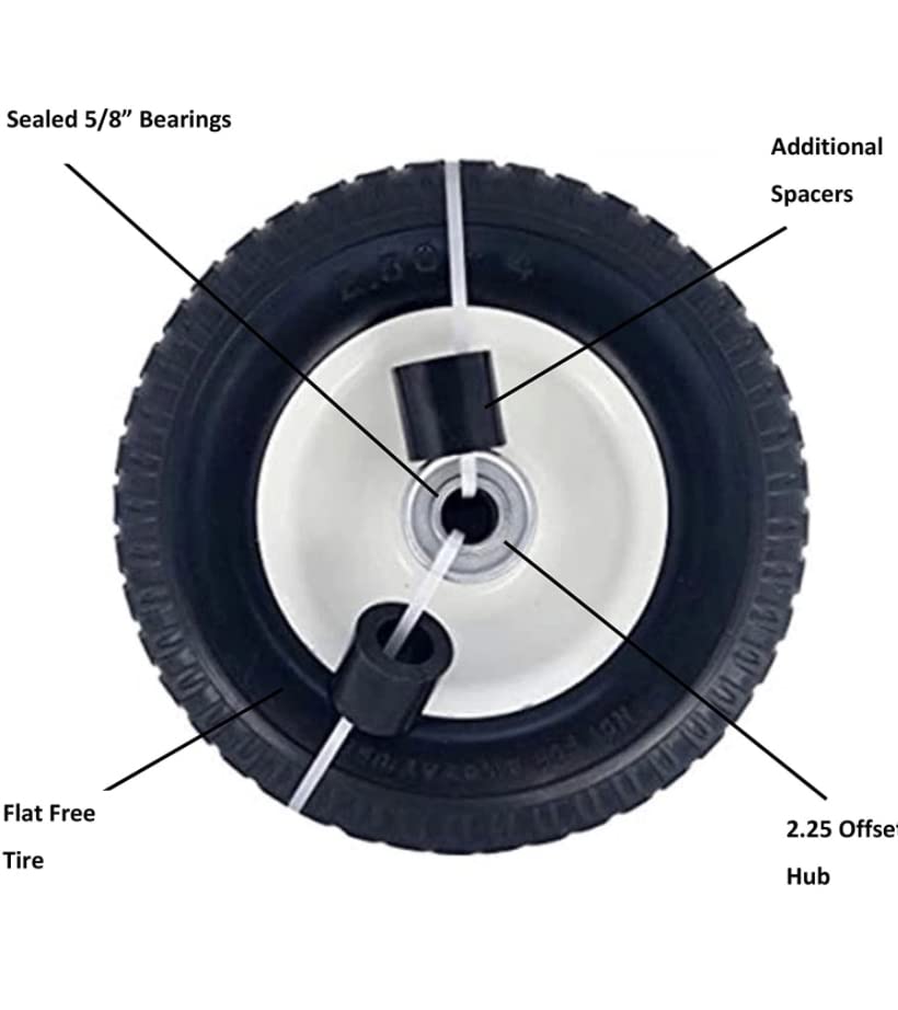 (Set of 4) 8" Flat Free Tires 2.50-4" Flat Free All Purpose Tires - Hand Truck, Dolly, Utility Cart Tire on Wheel Assembly