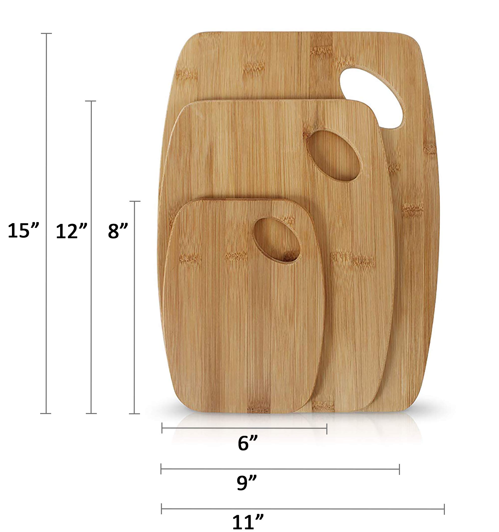 (Set of 12) 12"x9" Round Edge Bulk Plain Bamboo Cutting Board | For Customized Engraving Gifts | Wholesale Premium Bamboo Board (With Handle)