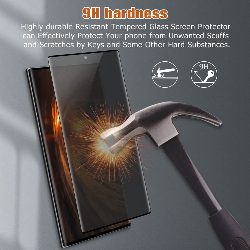[1+2Pack] Galaxy S23 Ultra Privacy Screen Protector, with Camera Lens Protector, Anti-Spy Protection,9H Hardness Tempered Glass, 3D Full Coverage,for Samsung Galaxy S23 Ultra 5G(6.8 Inch)