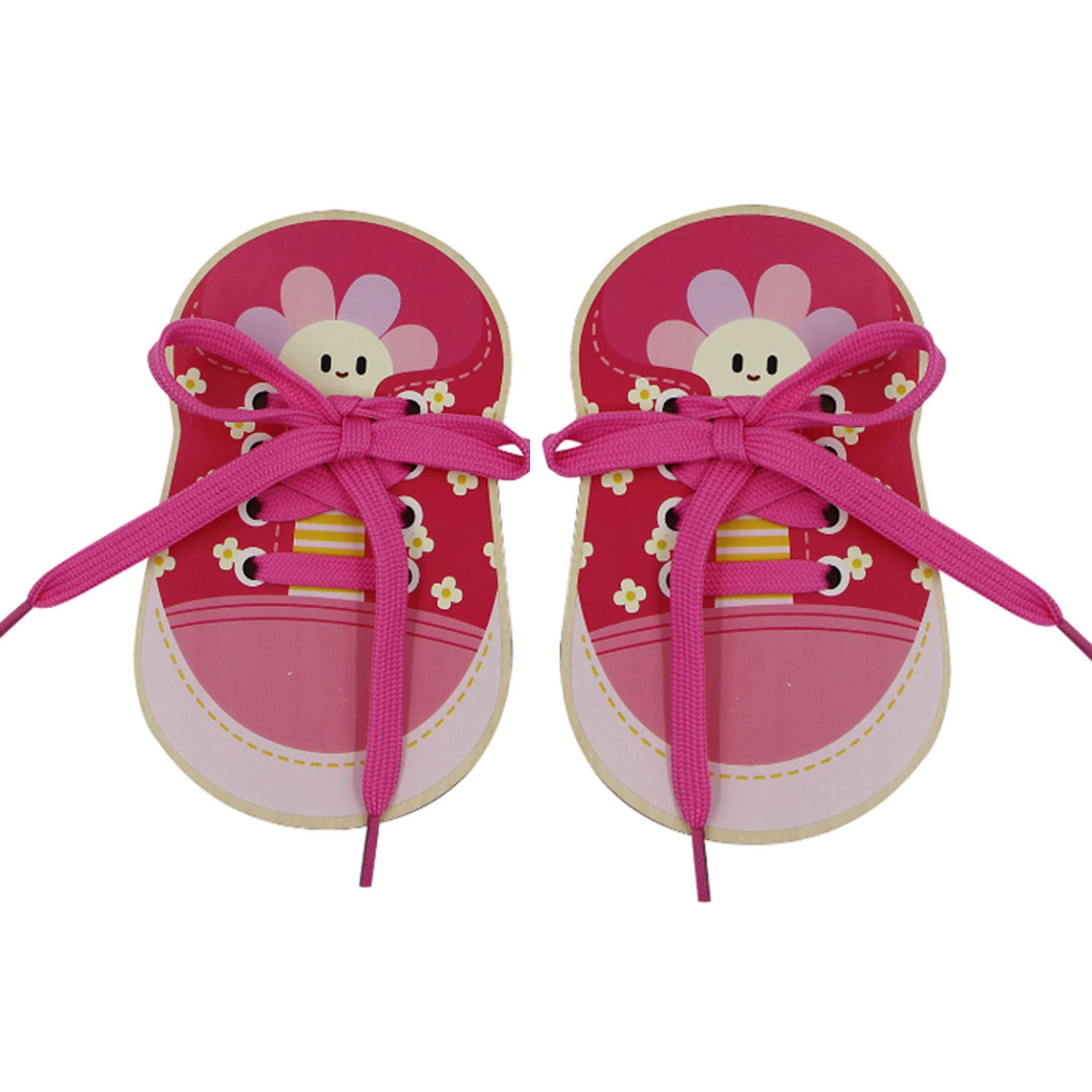 (Pack of 2) Wooden Lacing Shoe Learn to Tie Shoelaces, Fine Motor Skills Threading Board Game