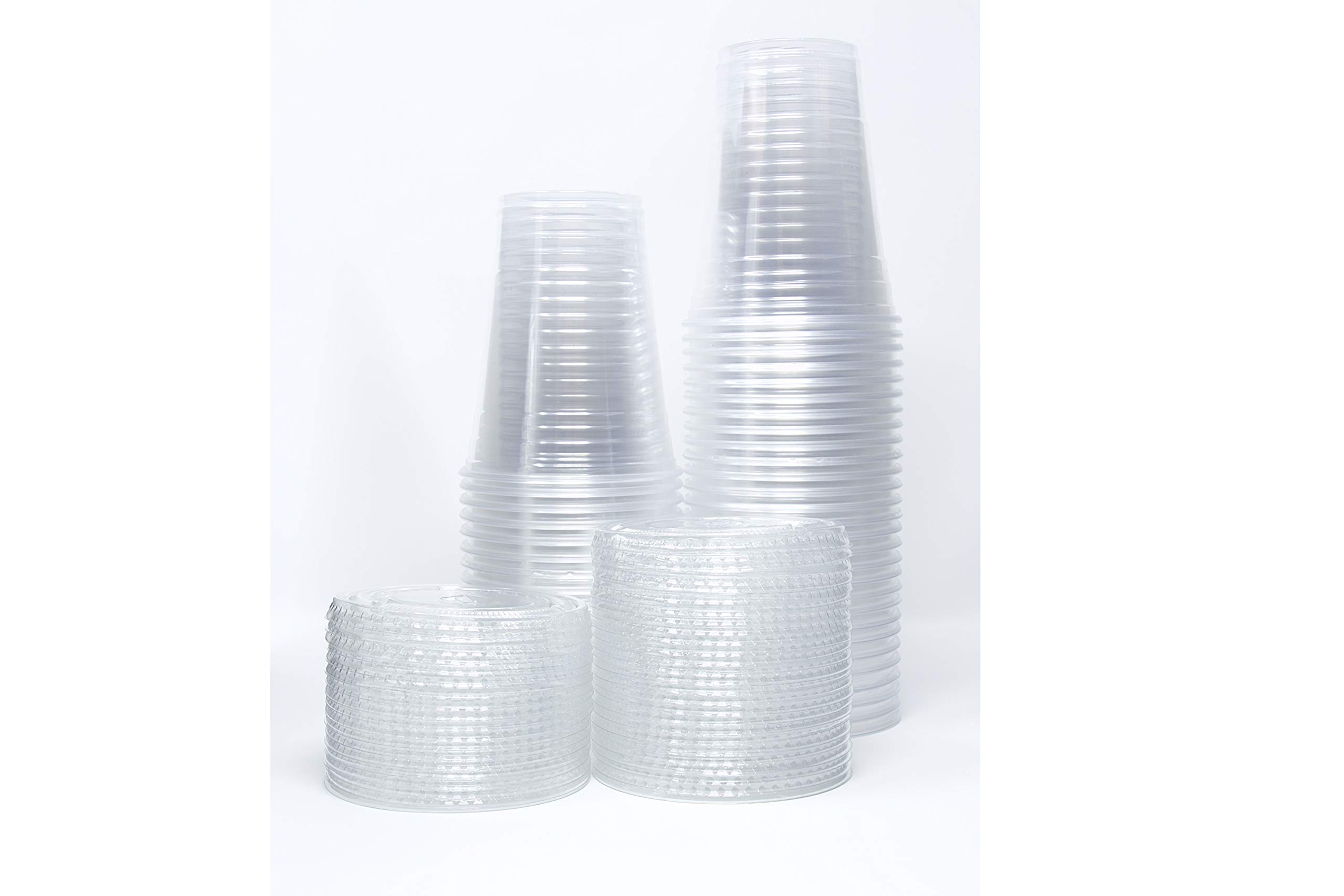 [16 oz.] Crystal Clear Plastic PET Cups with Straw Slot Lids, BPA-Free, Perfect for Iced Coffee, Smoothies, Tea, Boba - Recyclable (50, Cups with Flat Lids)
