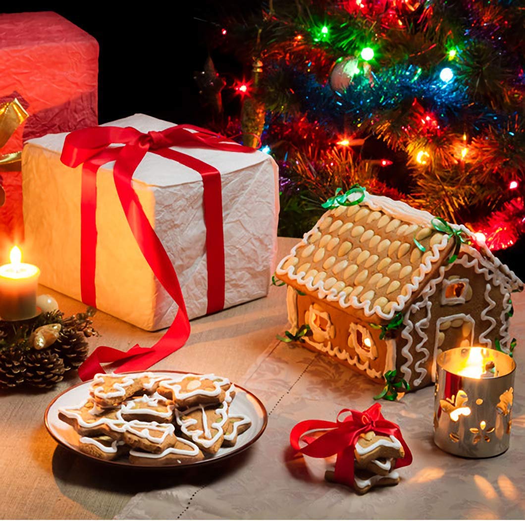 (Set of 10) 3D Cookie Cutter Set for Gingerbread Houses, Christmas Cookie Cutters for Kids, Gift Box Packaging