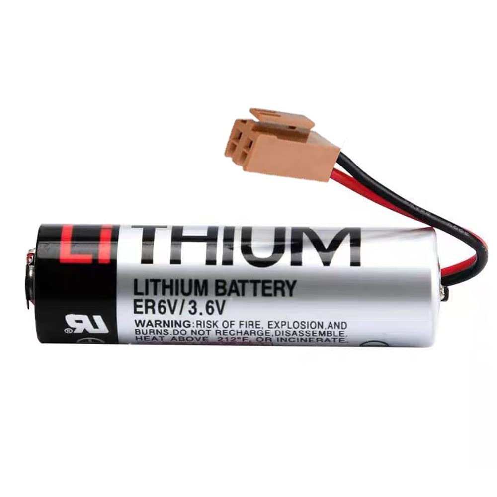 (Pack of 20) ER6V/3.6V 2400mAh PLC Lithium Battery for Toshiba er6vc119a er6v 3.6v Lithium Battery with Brown Plug