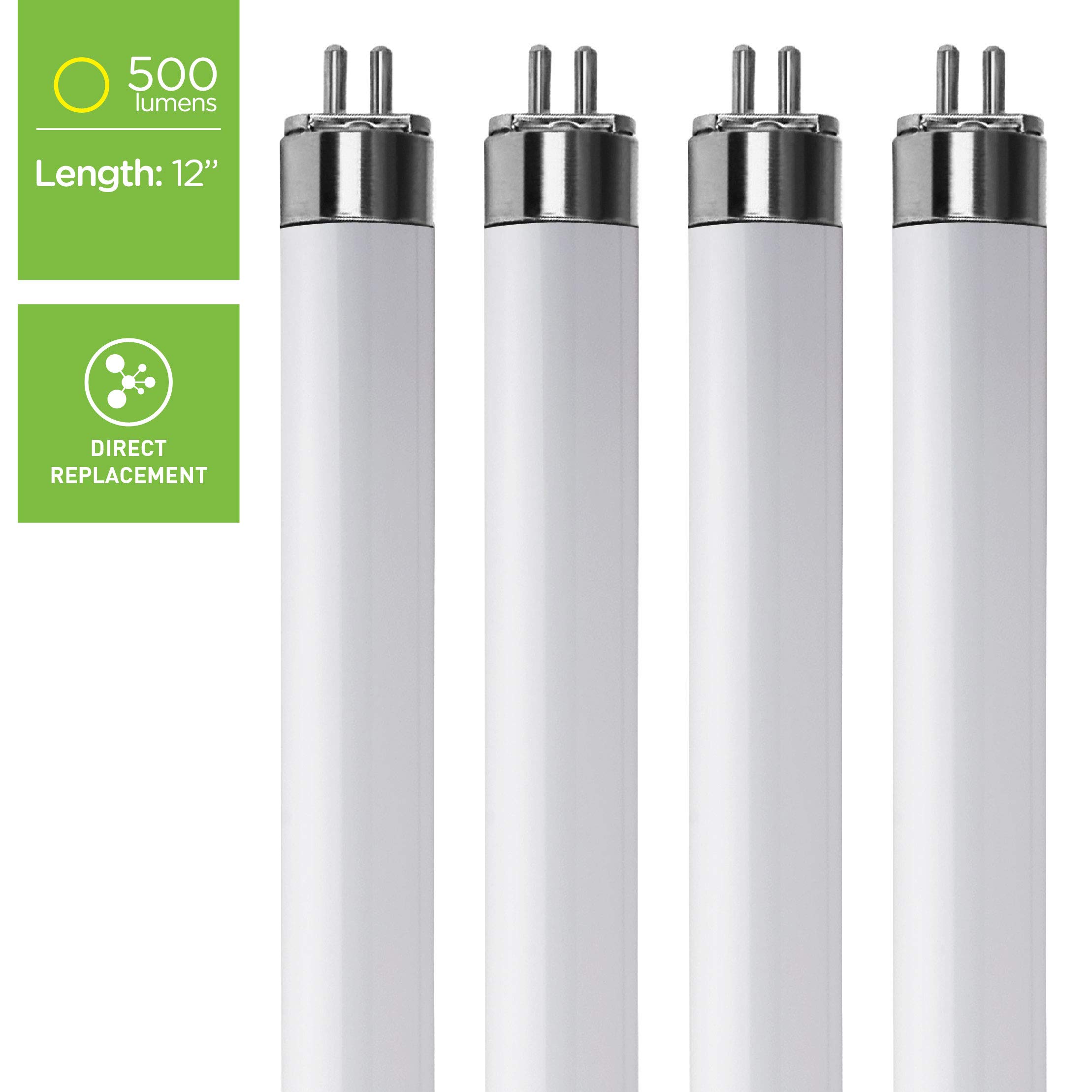 (Pack of 4) LED Direct Replacement F8T5/WW - T5 - 5 Watt - 12" - 500 Lumens - Super Long Life Light Bulbs - by KOR (Warm White (3000K))