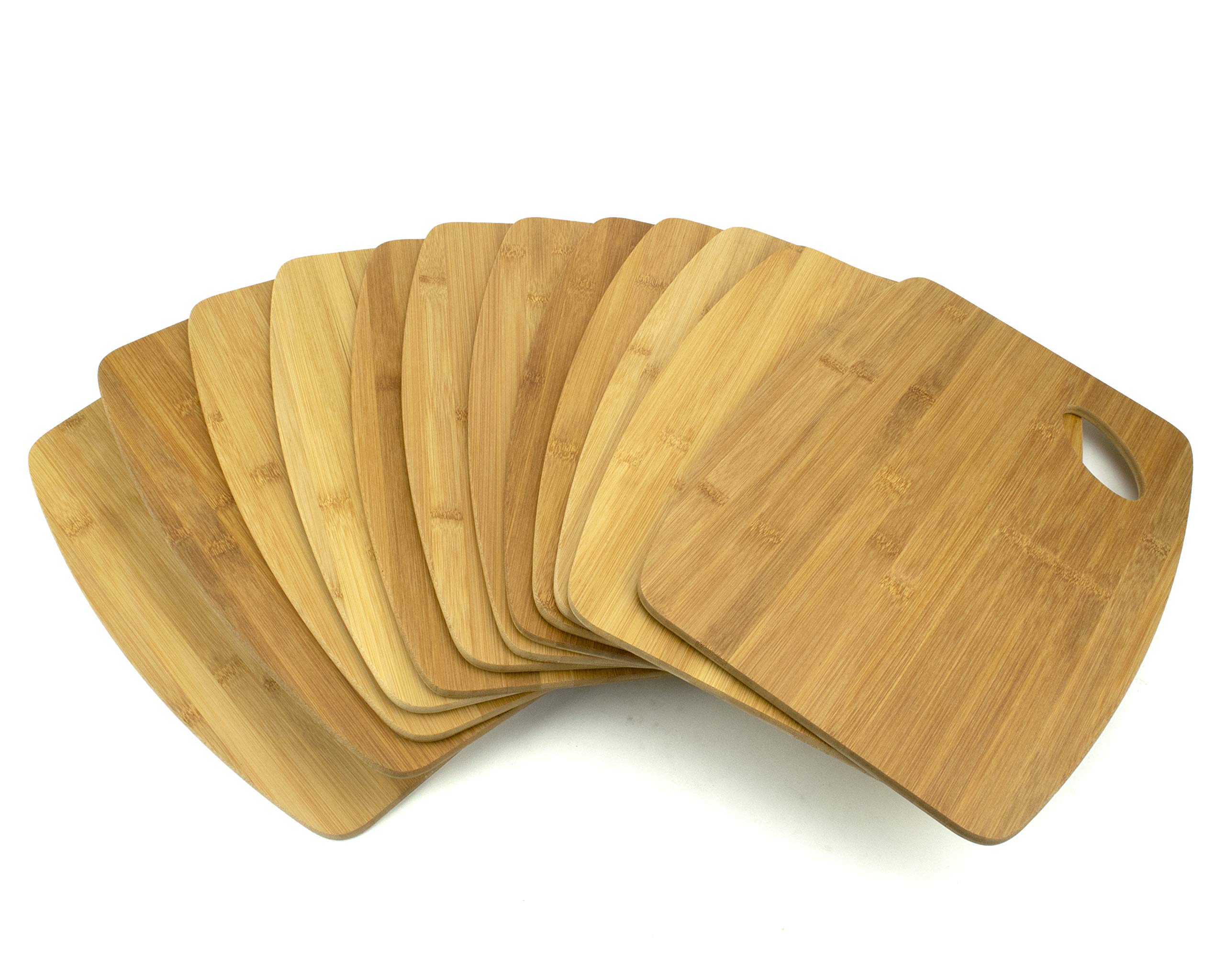 (Set of 12) 12"x9" Round Edge Bulk Plain Bamboo Cutting Board | For Customized Engraving Gifts | Wholesale Premium Bamboo Board (With Handle)