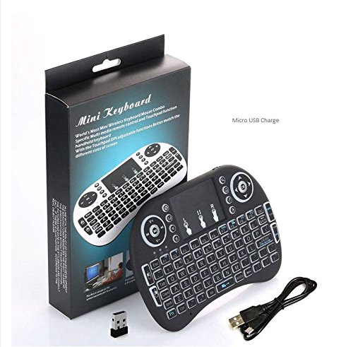 (Upgraded)Rii 2.4GHz Mini Wireless Keyboard with Touchpad,QWERTY,LED Backlit,Portable Keyboard for laptop/PC/Tablets/Windows/Mac/TV/Xbox/PS3/Raspberry Pi .(i8+ Black)