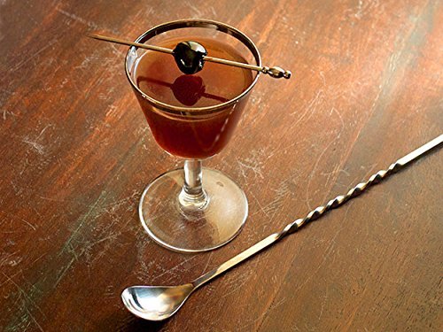 (Set of 3) 11-Inch Stainless Steel Bar Spoon with Red Knob, Long Handle Twisted Mixing Spoon