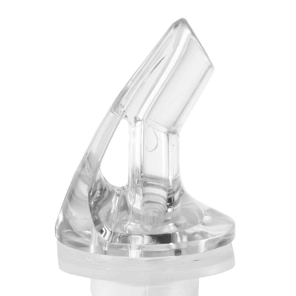 (Pack of 6) Measured Liquor Pourers, 0.875.oz, No Collar Clear Spout Bottle Pourer with Blue Tail