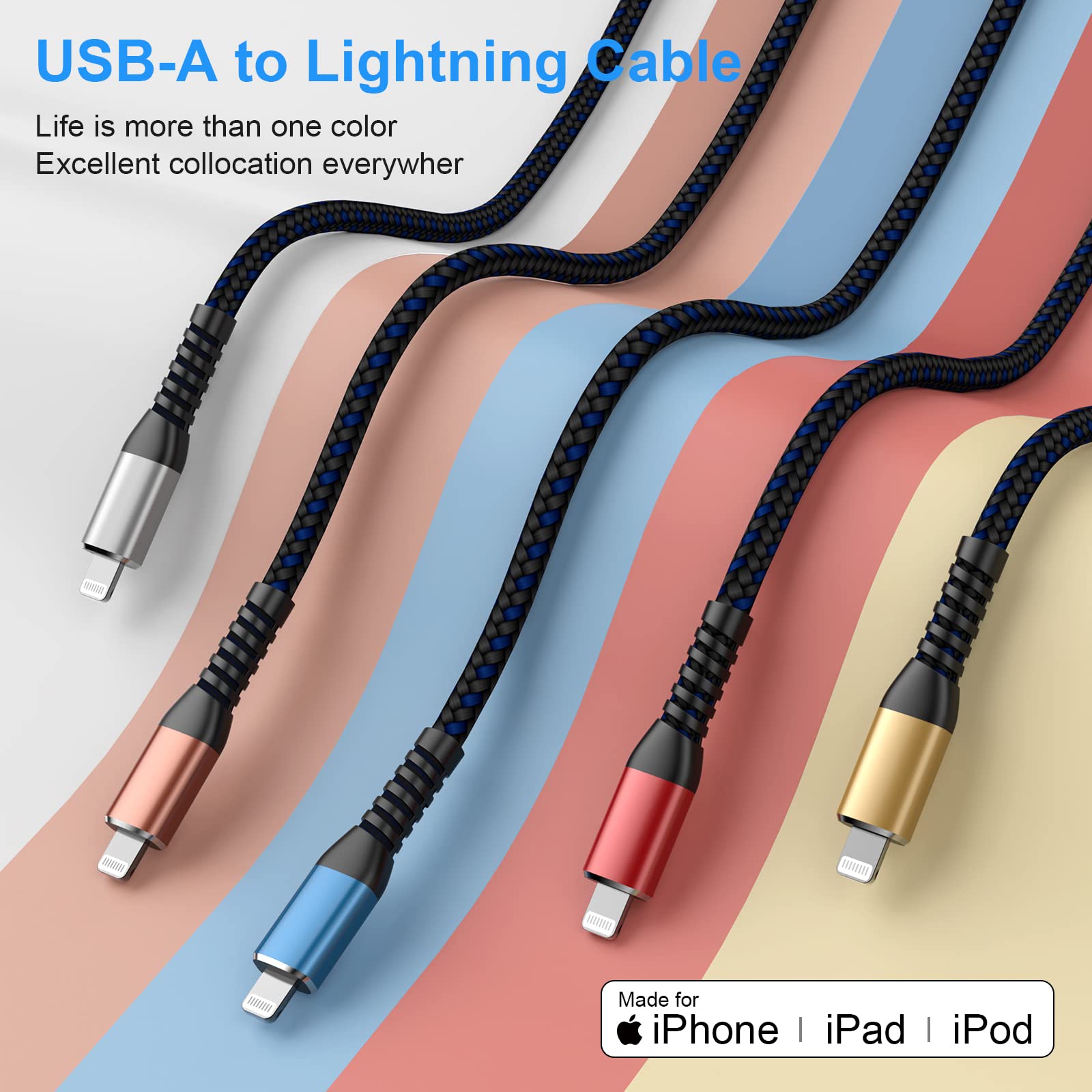 [ Apple MFi Certified 2pack ] iPhone Charger,Lightning Cable, Fast Charging Cables for Apple iPhone 12/11/11Pro/11Max/ X/XS/XR/XS Max/8/7/6/5S/SE/iPad Mini Air (10ft, Red)