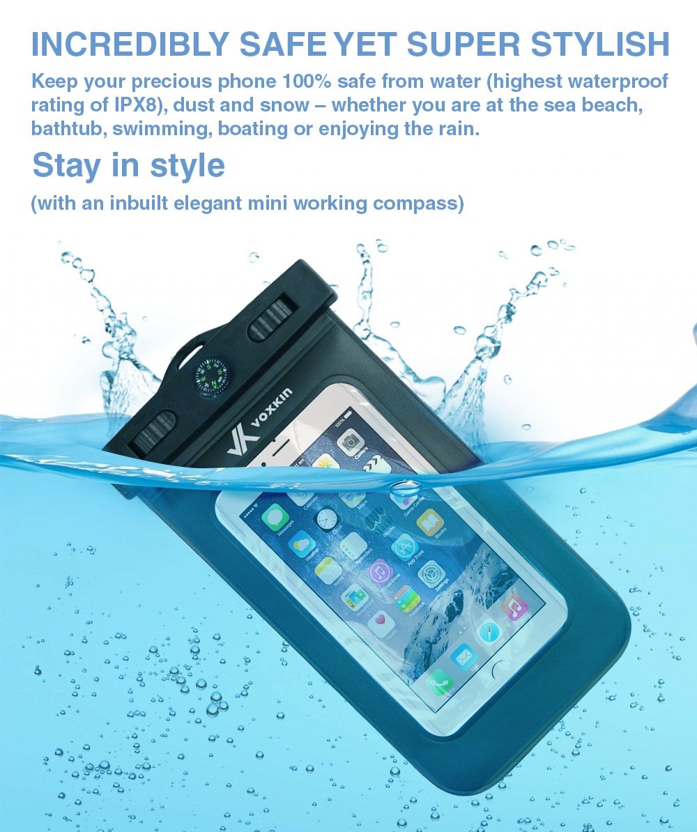 [ PREMIUM QUALITY ] Universal Waterproof Phone Holder with ARM BAND, COMPASS & LANYARD - Best Floating Waterproof Phone Case For iPhone 14 Pro Max/ 13 Pro Max/ 12 Pro Max/ 11/ S22 - Dry Waterproof Bag