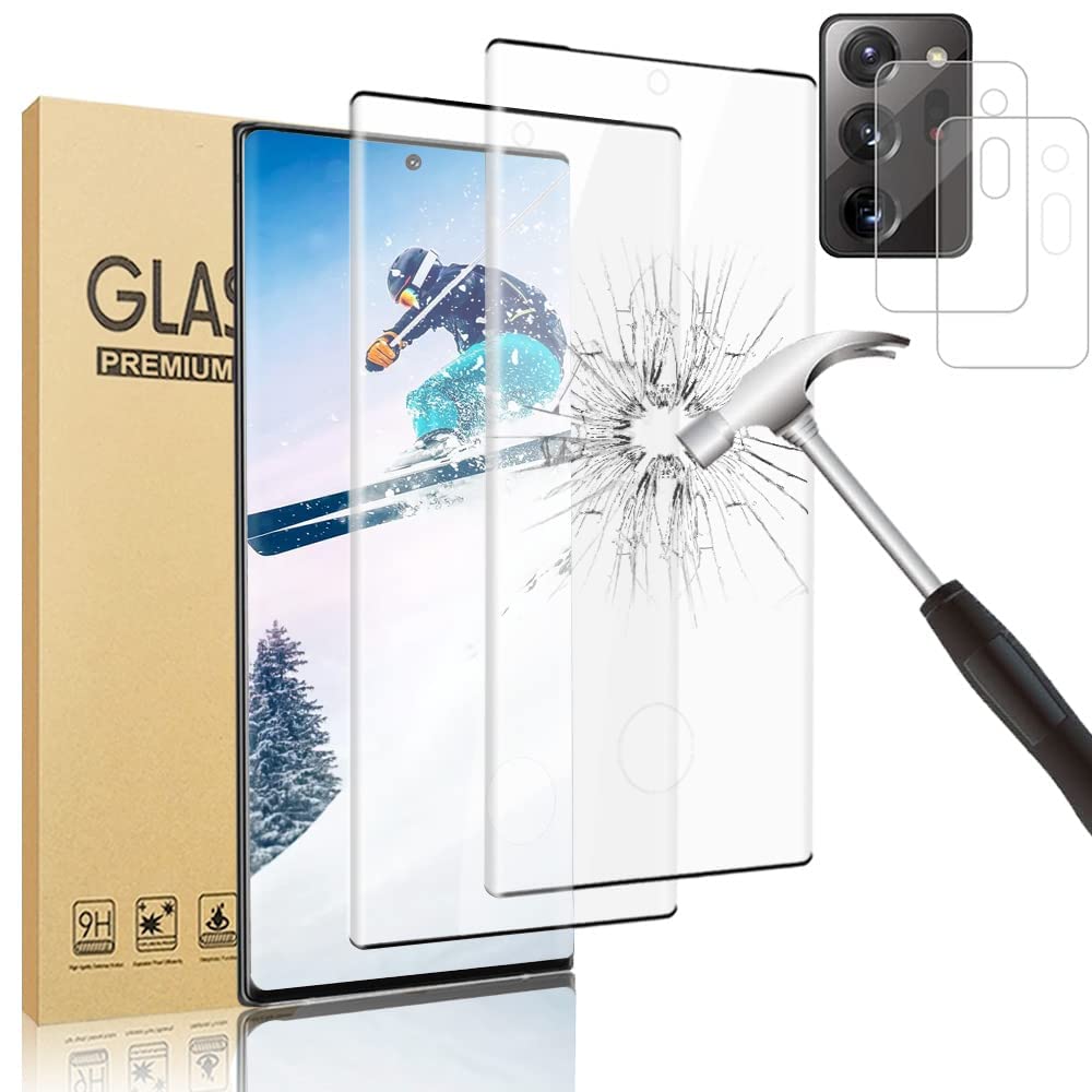 [2+2 Pack] (6.9Inch) screen protector, 9H Tempered Glass, Fingerprint Unlock, 3D Curved, HD Clear Scratch Resistant for Samsung Galaxy Note 20 ultra 5G Glass screen protector