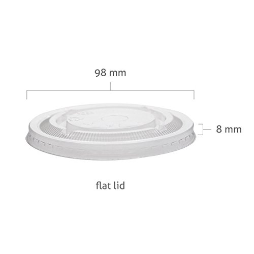 [100 Count] Clear PET Plastic Flat Lids With Straw Slot for 12, 16, 20 & 24 oz. Milkshake Cups
