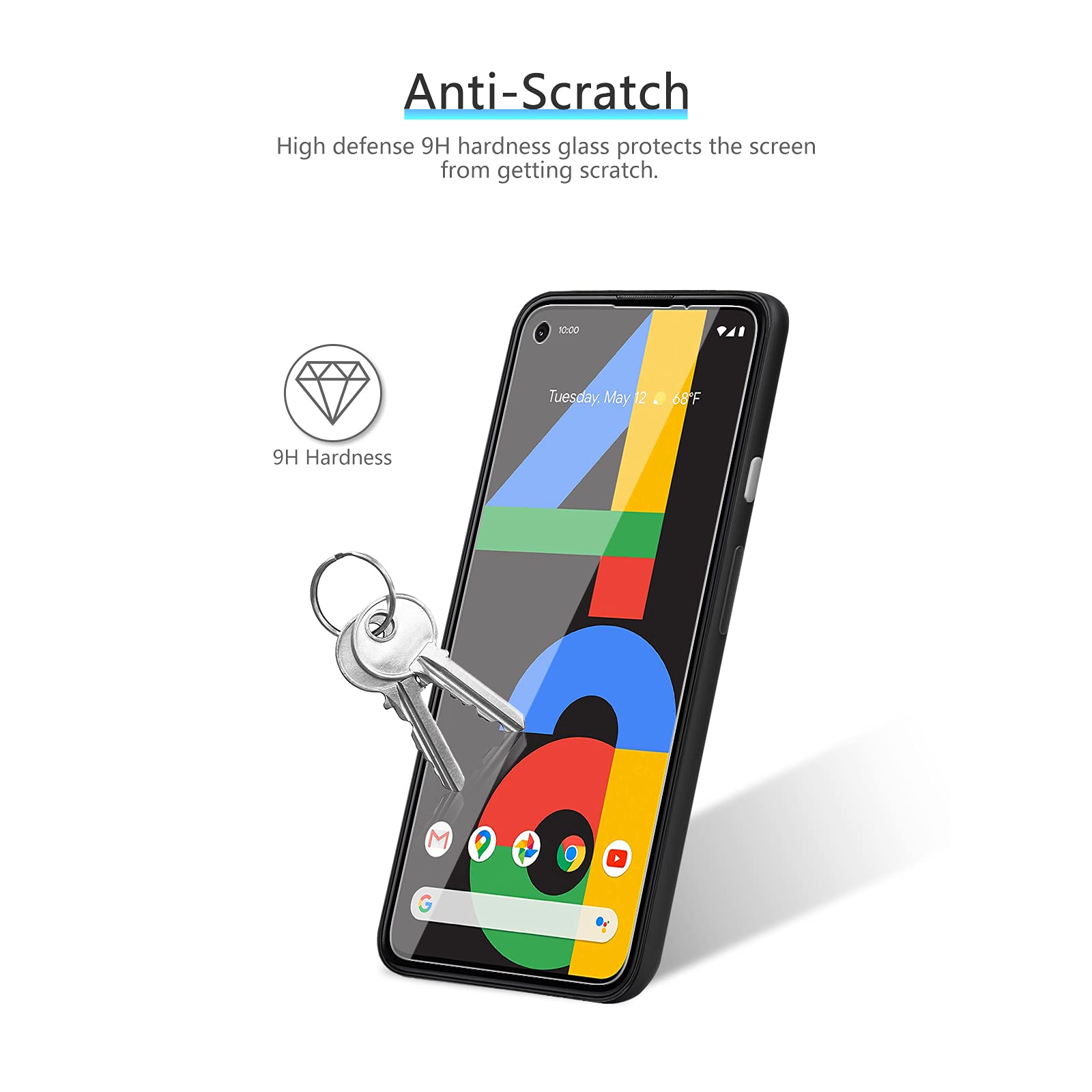 [3 Pack] OMOTON Screen Protector for Google Pixel 4a,[Not Fit for Pixel 4a 5G] Easy-Install/Bubble Free/Tempered Glass Screen Protector for Pixel 4a