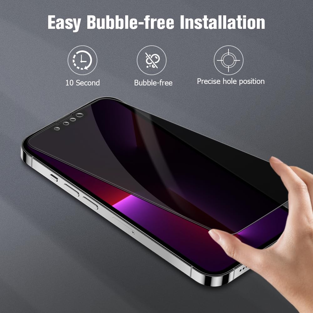 [1+1 Pack] For iPhone 13 Pro max Privacy Glass Screen Pro maxtector + Camera lens Pro maxtector, Anti-Glare 360 Degree Privacy 9H Anti-Spy Tempered Glass Screen Pro maxtector,for iPhone 13 Pro max