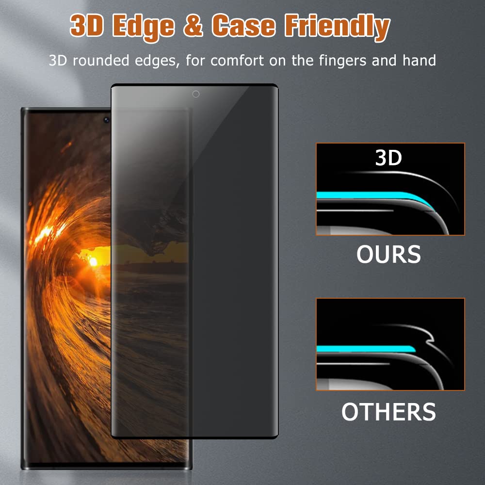 [1+2Pack] Galaxy S23 Ultra Privacy Screen Protector, with Camera Lens Protector, Anti-Spy Protection,9H Hardness Tempered Glass, 3D Full Coverage,for Samsung Galaxy S23 Ultra 5G(6.8 Inch)