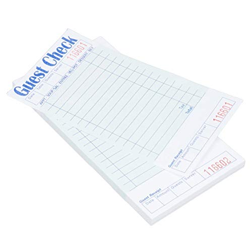 [10 Pads, 50 Sheets/Pad] Single Part Guest Checks Notebook/Notepad for Food Kitchen Orders | Fits Staff Server Apron | Green and White Guest Receipt Book | For Business Bar Cafe Restaurant Waitress