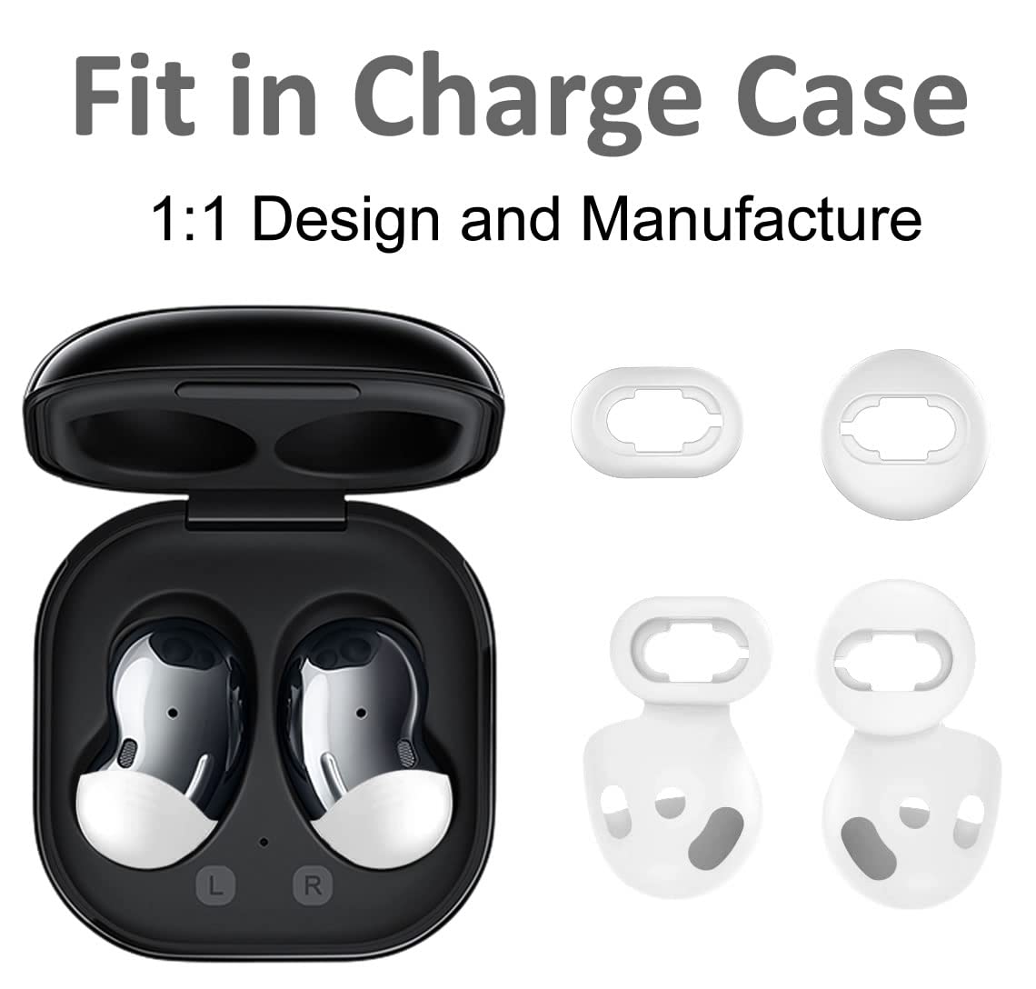 [ 8 Pairs ] Galaxy Buds Live Ear Tips Wing Tips, Non-Slip Anti-Slip Sound Leakproof Silicone Earbuds Replacement Cover Accessories Compatible with Samsung Galaxy Buds Live White S/L