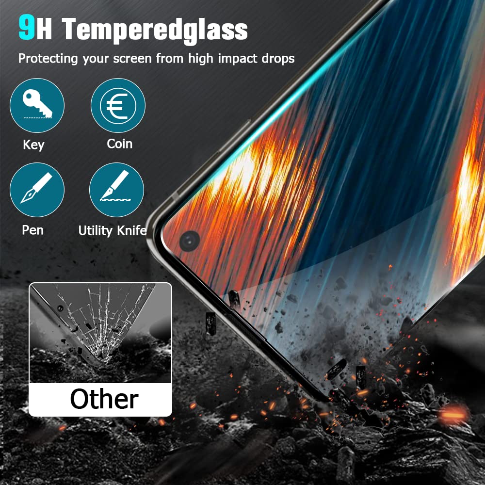 [2+2 Pack] Galaxy S10 Screen Protector, 9H Tempered Glass Scratch Resistant, Ultrasonic Fingerprint Support, 3D HD Curved,for Samsung Galaxy S10 6.1 Inch Screen Protector