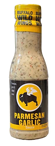 (Pack of 4) Buffalo Wild Wings Parmesan Roasted Garlic Sauces 12 fl oz (Free Miras Trademark 2-in-1 Measuring Spoon Included!)