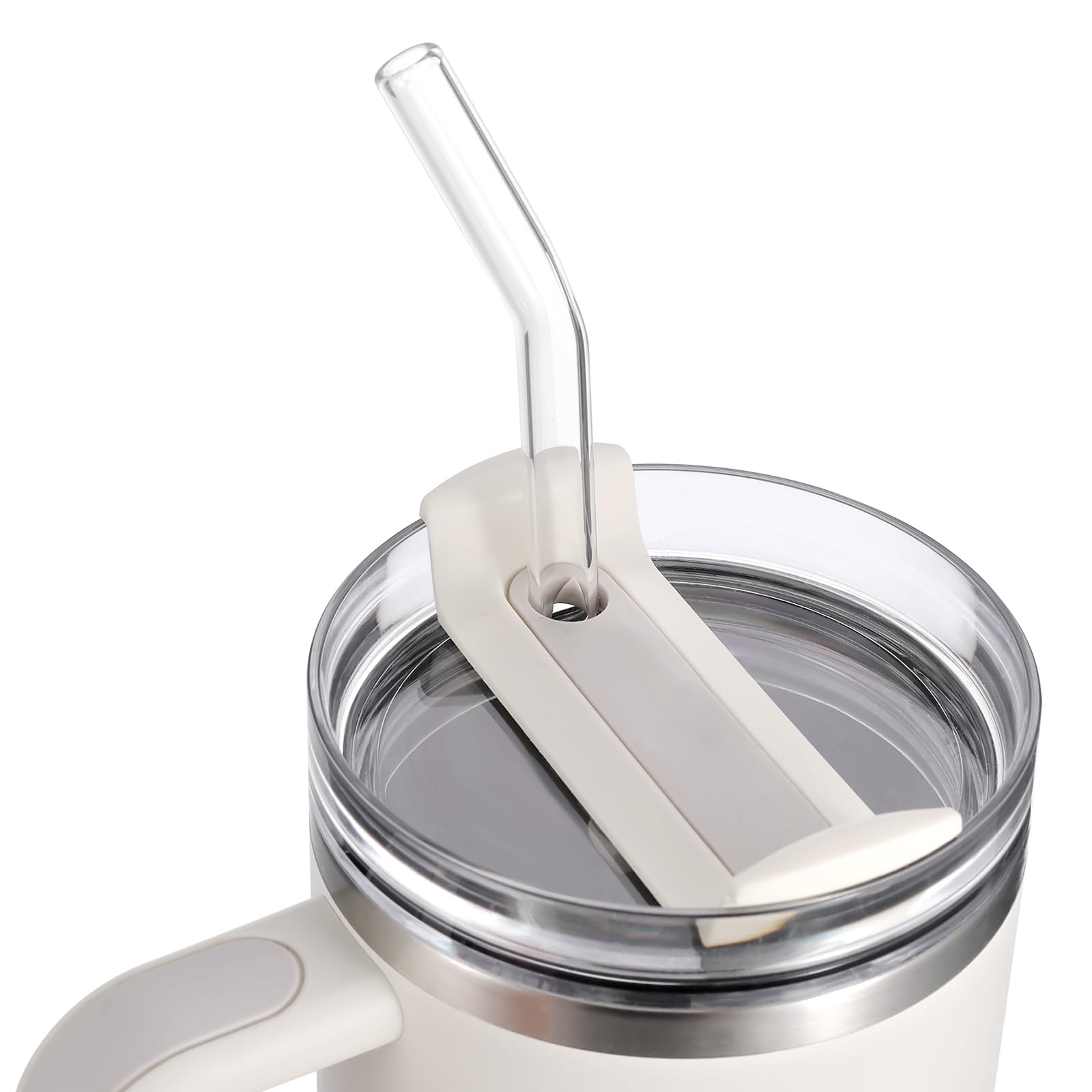 [12 Pcs] Replacement Glass Straws for Stanley - Compatible with Stanley 40 oz 30 oz Cup Tumbler,12" x 10mm Reusable Clear Glass Straw with 2 Cleaning Brush for Stanley Cup Accessories