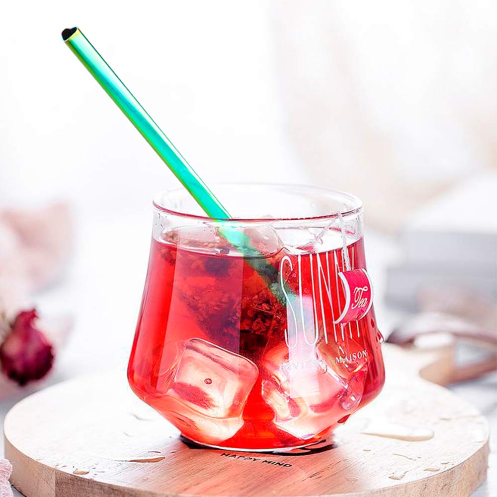 [18 PCS] New Heart Shape Metal Straws 304 Food Grade Stainless Steel, Tomorotec Bulk Reusable Stainless Steel Straw Set with Cleaning Brushes for Tumblers Beverage Drinks Cocktail(Rainbow)