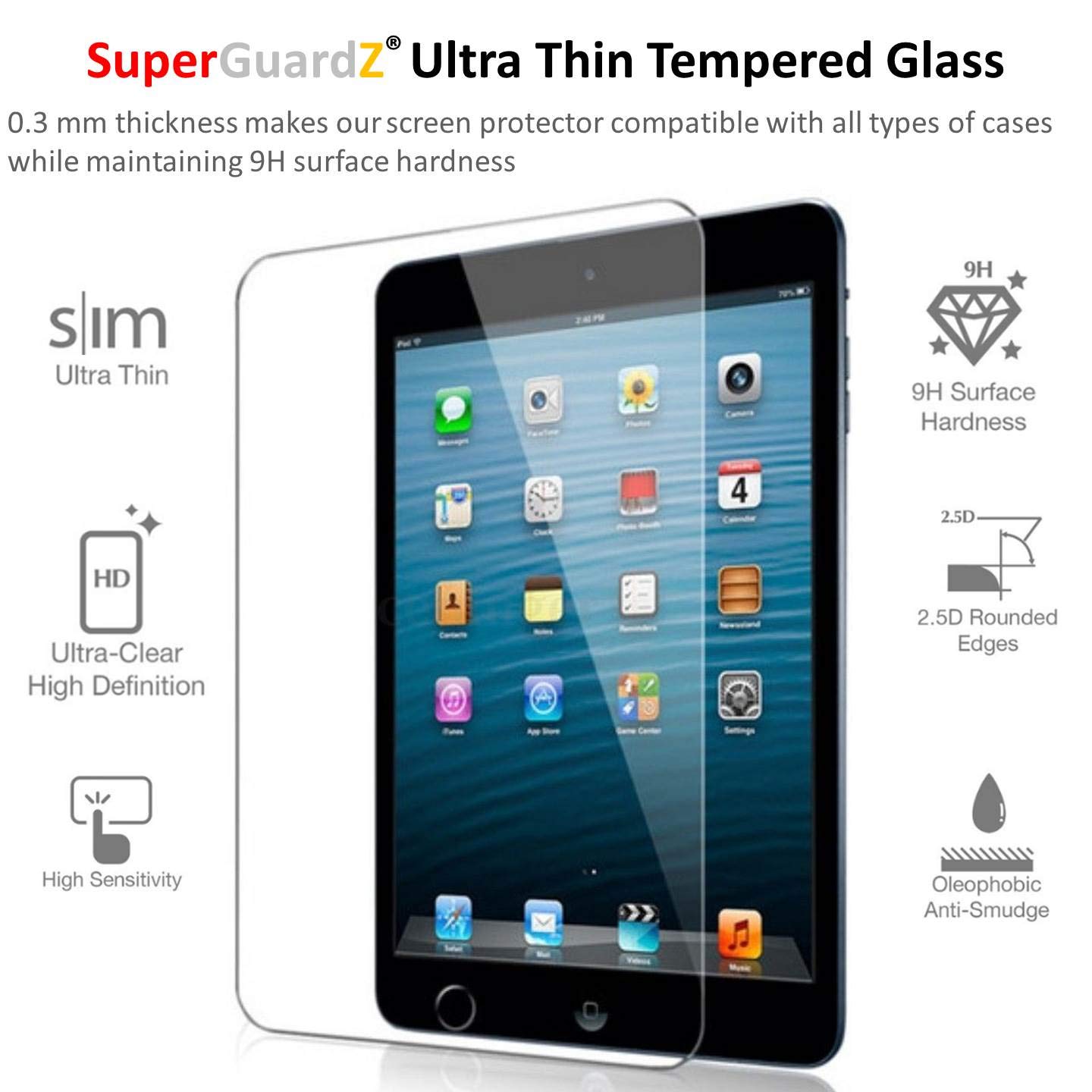 [2-Pack] For iPad Air 2 / iPad Air 1 / iPad Pro 9.7" - SuperGuardZ Tempered Glass Anti Blue Light [Eye Protect] Screen Protector [Lifetime Replacement], 9H, Anti-Chip Edge, Shatterproof