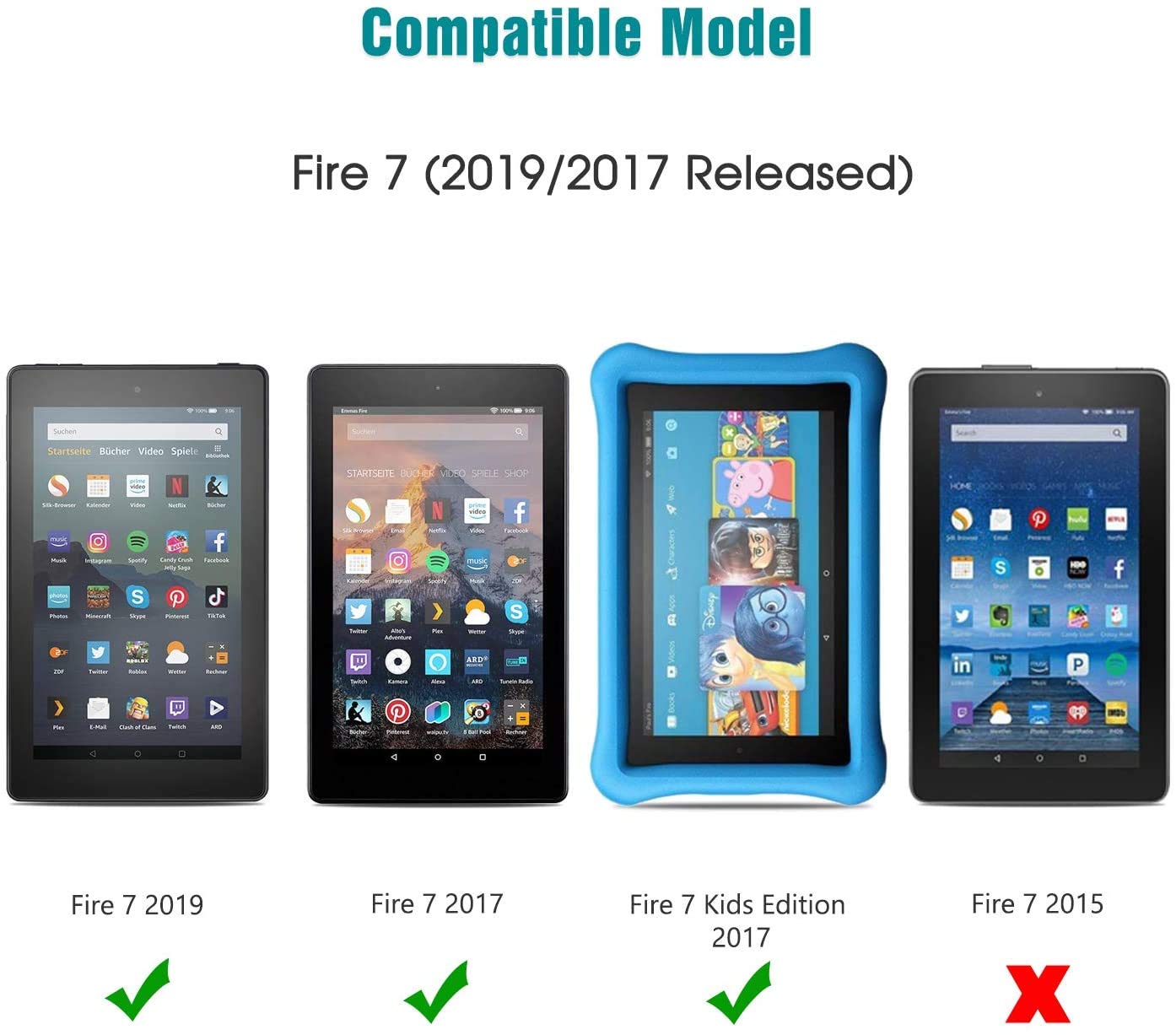 [2 Pack] All-new Fire 7 Screen Protector (9th / 7th Generation, 2019/2017 Release),EC-Touch 9H Hardness HD Anti-Scratch Bubble Free Tempered Glass for Fire 7 Inch 2019/2017 (Fire 7-2p)
