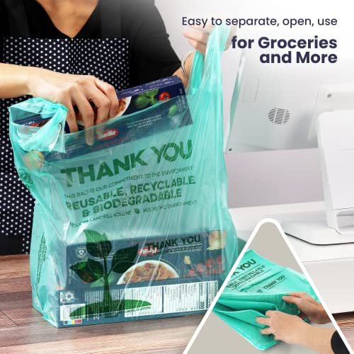 [100 Pack] Reusable Plastic T-Shirt Bag Eco Friendly Grocery Shopping Thank You Recyclable Trash Basket Bags