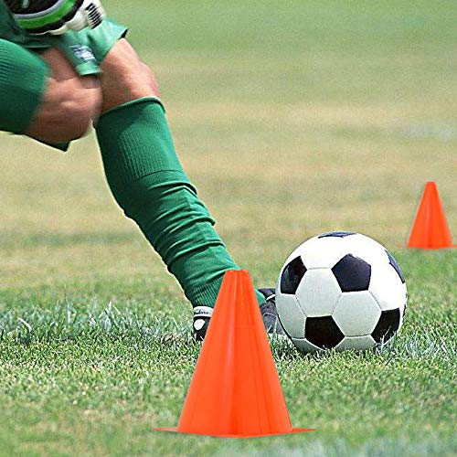 [ 36 Pack ] 7 Inch Plastic Traffic Cones Sport Training Traffic Cone Sets Field Marker Cones for Skate Soccer Indoor/Outdoor Agility Training & Festive Events Physical Education Flexible- Orange