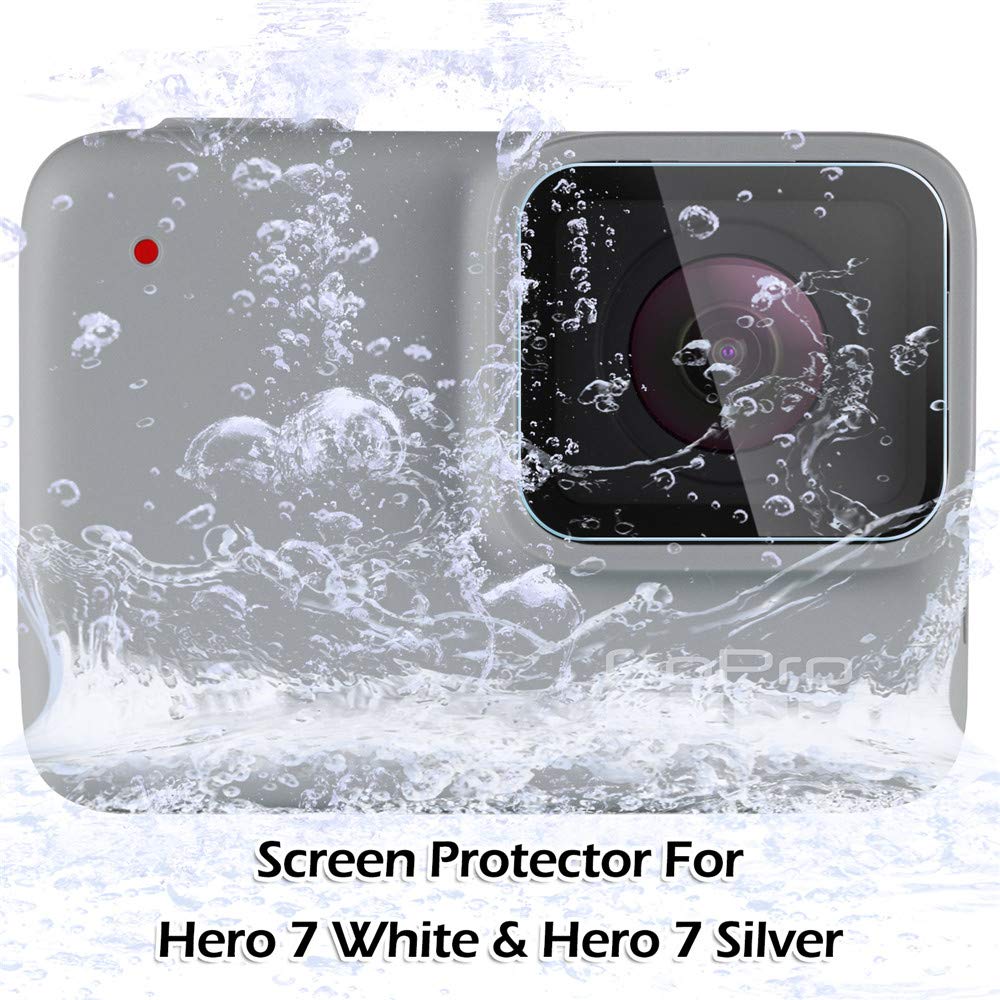 [ 4-Pack ] Diruite for GoPro Hero 7 Silver White Screen Protector, 2.5D 9H Hardness Ultra-thin Tempered Glass for GoPro Hero 7 Silver White Camera Screen Protector [Anti-Scratch]