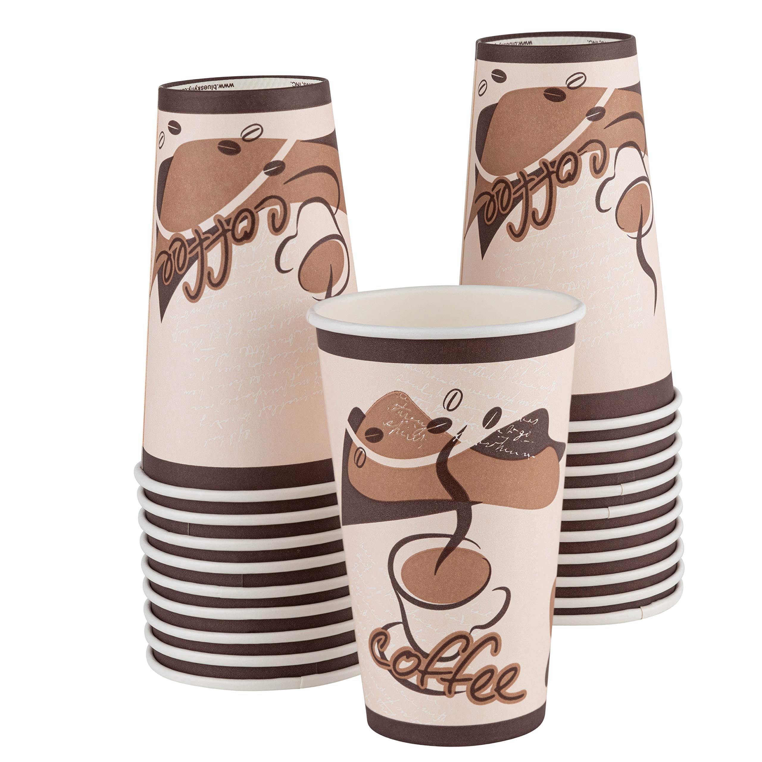 [20 Cups- 16 oz.] 12 Ounce Paper Hot Cups Disposable Coffee Cups
