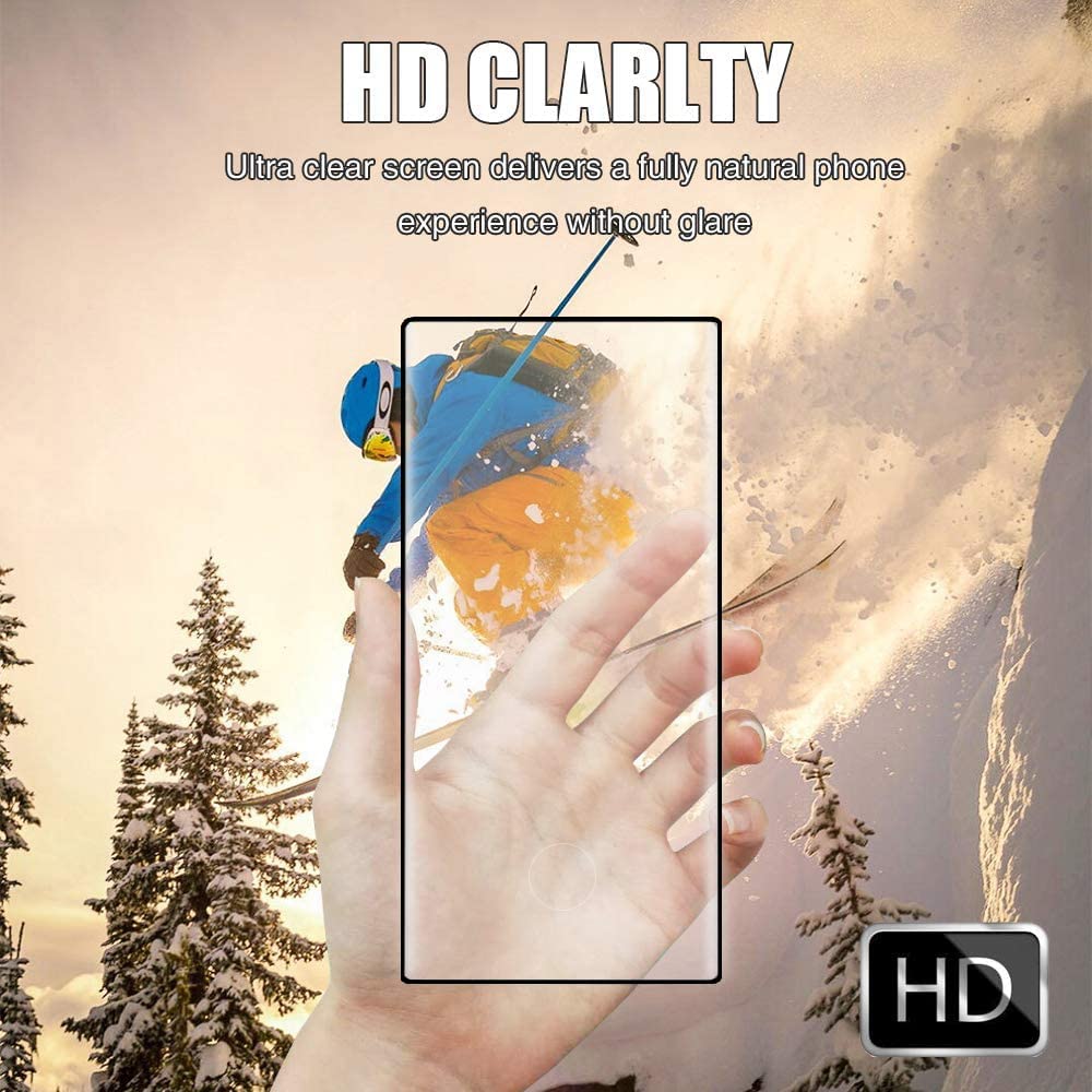 [2+2 Pack ] Galaxy S22 Ultra Screen Protector Tempered Glass, with 2 Pack Camera Lens Protector, 9H Hardness, Support Fingerprint, 3D Curved Glass Film for Samsung Galaxy S22 Ultra (6.8 Inch)