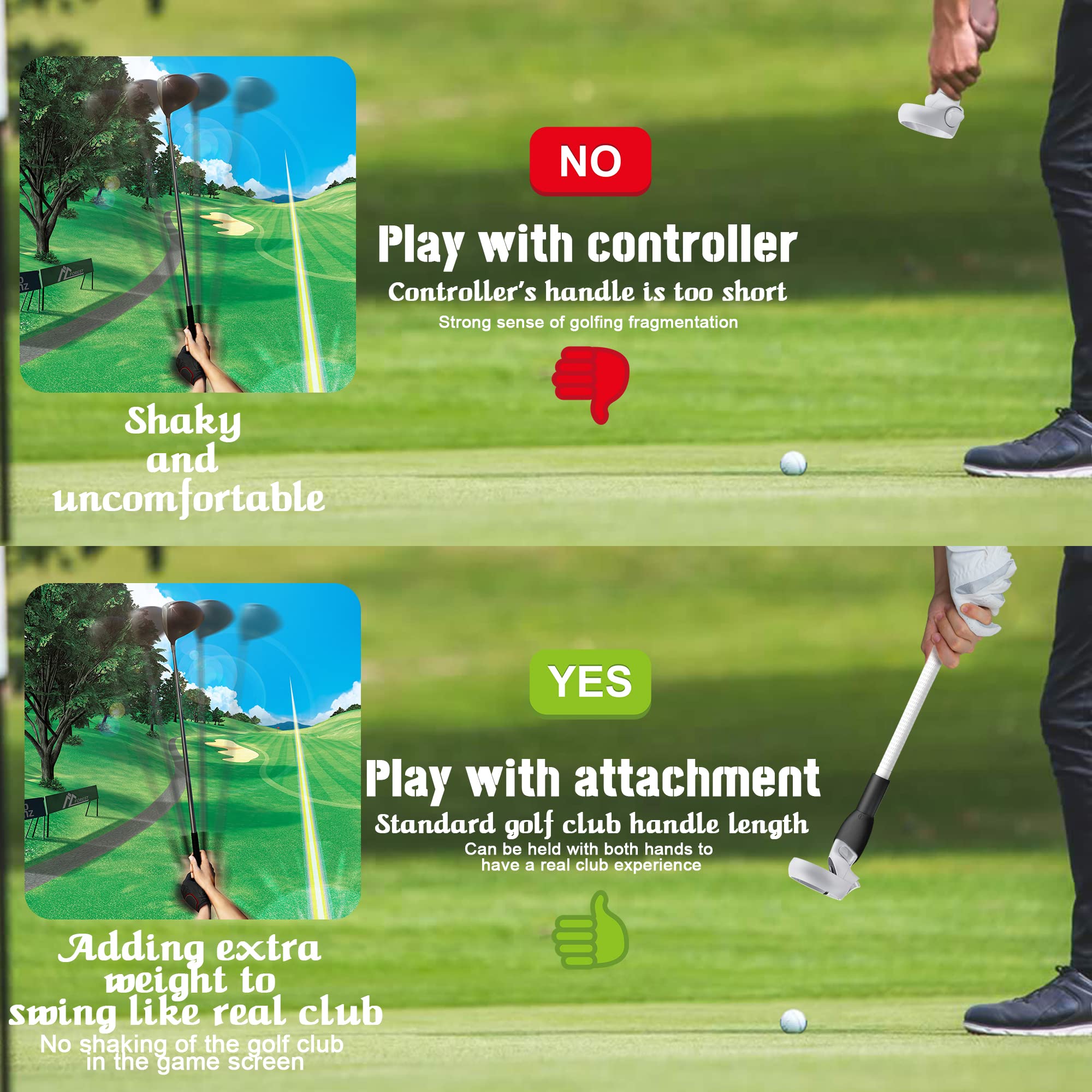 [2 in 1 Upgraded Design] Seltureone for Quest 2 VR Golf Club Handle Grips+ Professional Golf Glove, Accessory for Quest 2, Quest, Rift S Controller Enhance VR Game Experience, L
