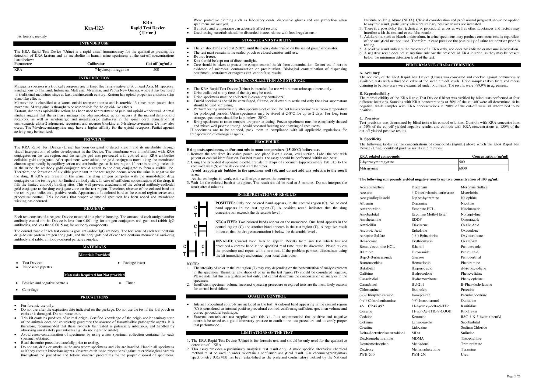 (Single Test) Kratom Cartridge Urine Drug Test