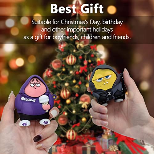 [2Pack] Cute AirPods Cartoon Character Case for AirPod 2/1, Unique Design Funny Fun Kawaii 3D Cartoon Characters Advanced Soft Silicone AirPods 2&1 Case Cover for Men Women