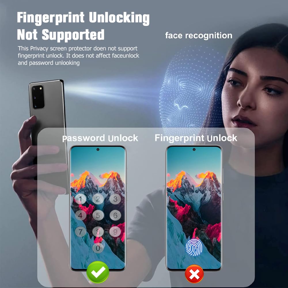 [1+2 Pack] Galaxy S20 Privacy Screen Protector and Camera Lens Protector,3D Full Coverage Privacy Tempered Glass Saver, 9H Hardness, Anti-Spy,For Samsung Galaxy S20 Privacy Screen Protector 6.2 Inch