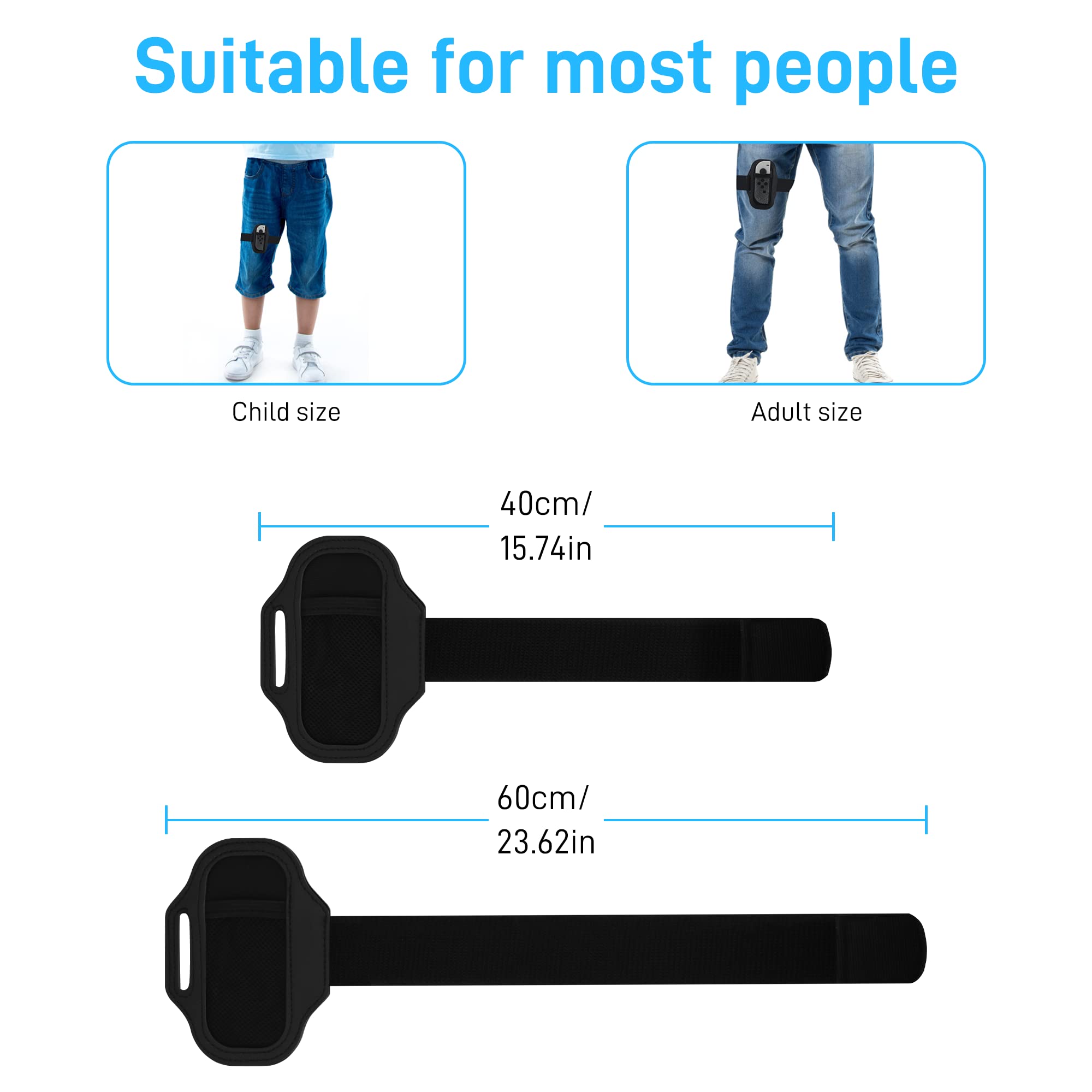 [2 Pack] FUNDIARY Leg Strap for Ring Fit Adventure and Switch Sports, Compatible with Nintendo Switch and Switch OLED Joycon Controller, Game Accessories Adjustable Leg Strap for Children and Adults