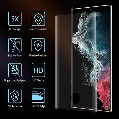 [2+2 Pack] Galaxy S22 Ultra Screen Protector Include 2 Pack Tempered Glass Screen Protector + 2 Pack Tempered Glass Camera Lens Protector,Bubble Free,Easy Install for Samsung Galaxy S22 Ultra 5G