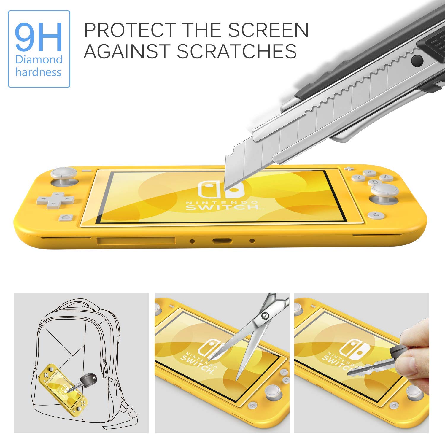 [2 Pack] Nintendo Switch Lite 2019 Screen Protector Tempered Glass POKANIC Transparent HD Clear Anti-Scratch Protector Bubble Free Dock-able Easy Installation Film Compatible with Nintendo Switch Lite