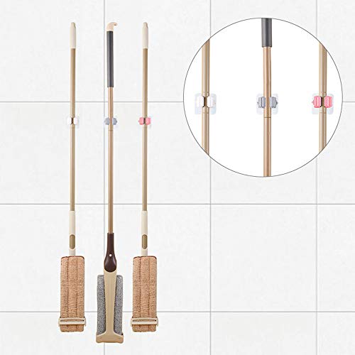 [4Pack] Mop and Broom Holder Broom Organizer Grip Clips, Self Adhesive Reusable No Drilling Super Anti-Slip, Wall Mounted Storage Rack Storage & Organization for Your Home, Kitchen and Wardrobe