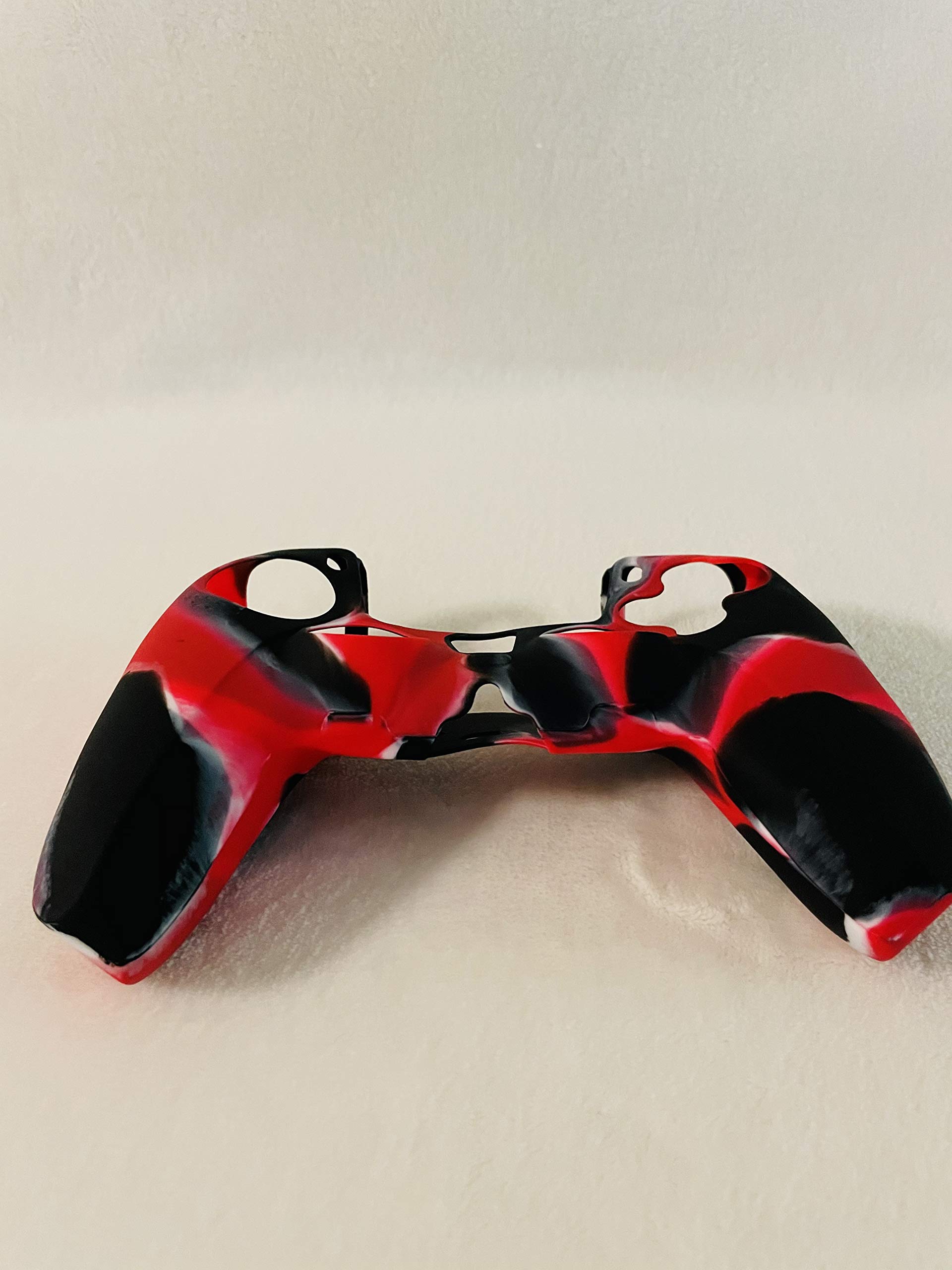 [2 PACK] PS5 DualSense Anti-Slip Silicone Skin Controller for Sony PlayStation 5 with Thumb Grips (Red & Red Marble)