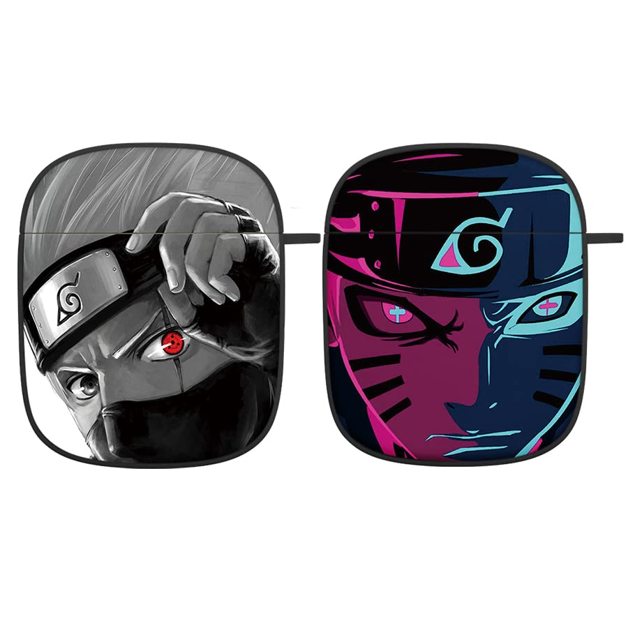 [2 Pack] Anime Pattern Case for Airpod 1/2,Full Protective Shockproof Wireless Earphone Case with Key Chain,Headphone Case for Airpod 1&2 for Teens Women Men(Kakashi/Boy)