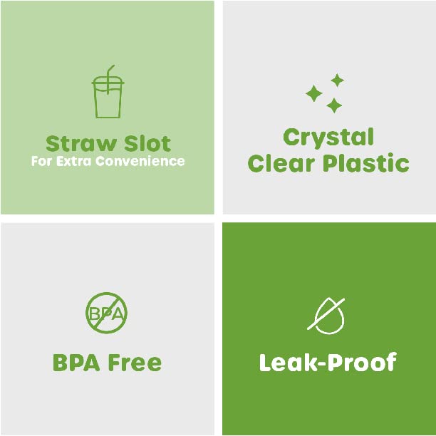 [100 Count] Clear PET Plastic Flat Lids With Straw Slot for 12, 16, 20 & 24 oz. Milkshake Cups