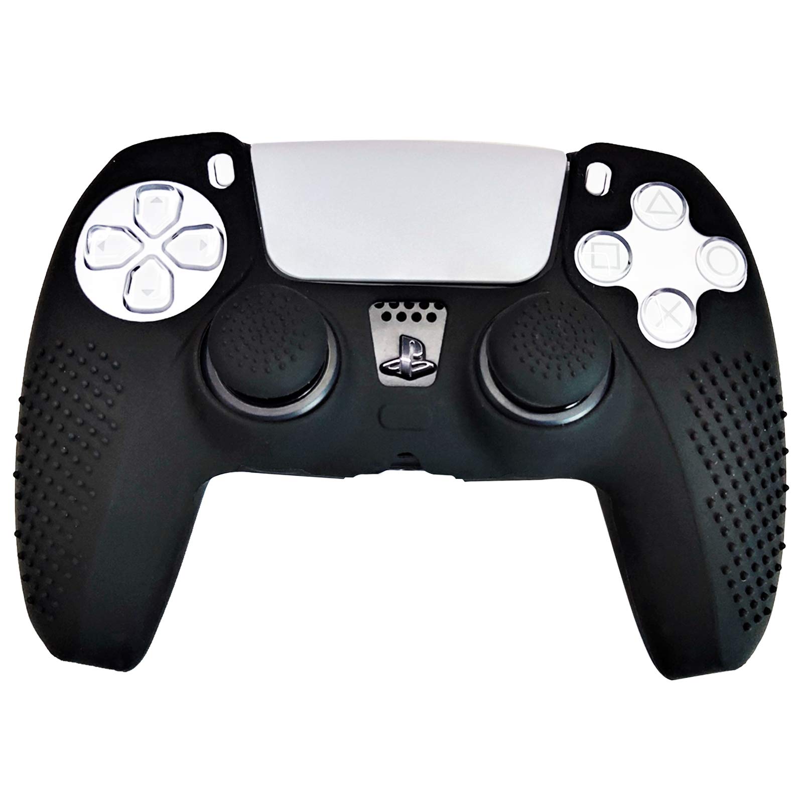[2 Pack] Medical Grade Silicone Controller Cover for PS5 Controller, ZEYA for Controller Skins with 8 Thumb Grip Caps – Compatible with Charging Station(Black)