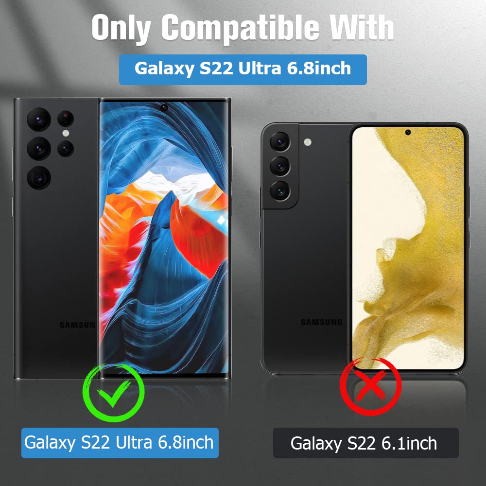 [2+2 Pack] for Samsung Galaxy S22 Ultra Screen Protector +Camera Lens, 9H Tempered Glass, Ultrasonic Fingerprint Compatible, Easy to install，HD Clear for S22 Ultra Tempered Glass