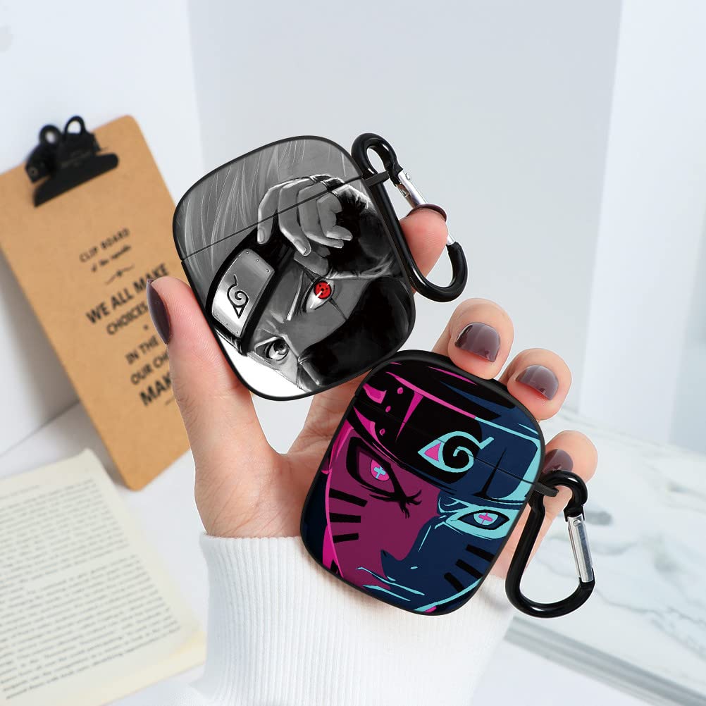 [2 Pack] Anime Pattern Case for Airpod 1/2,Full Protective Shockproof Wireless Earphone Case with Key Chain,Headphone Case for Airpod 1&2 for Teens Women Men(Kakashi/Boy)